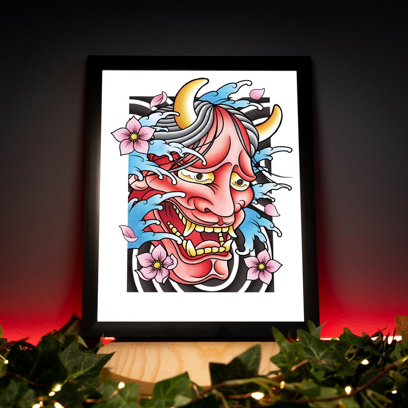 Japanese Oni Mask Poster - Etsy