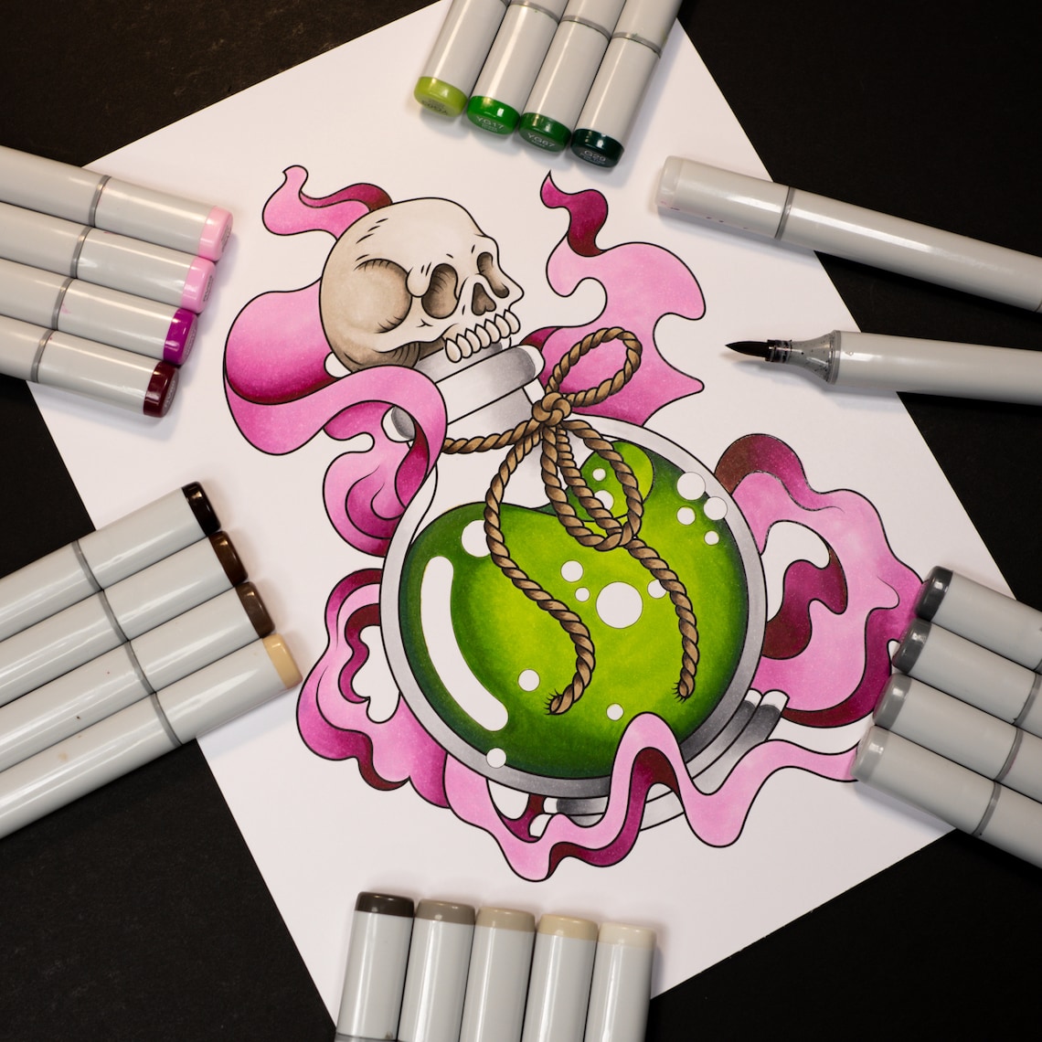 Neo Traditional Potion Bottle Inspired Tattoo Flash Hand - Etsy