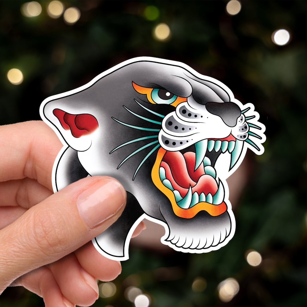 Traditional Panther Head Tattoo Hand Drawn American Traditional Tattoo ...