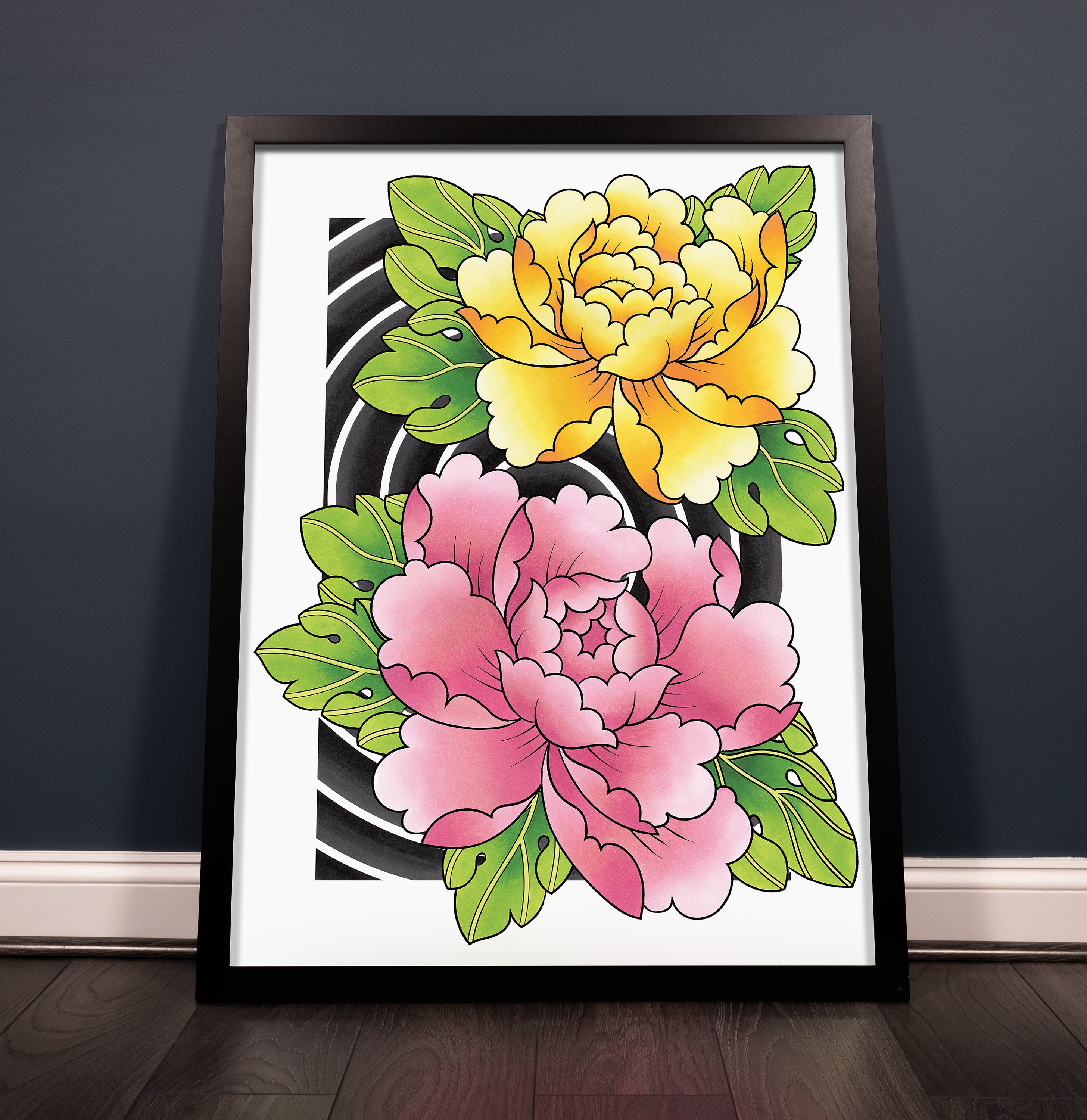 Japanese Peony Art Japanese Pink Peony Flower Sticker | Art Board