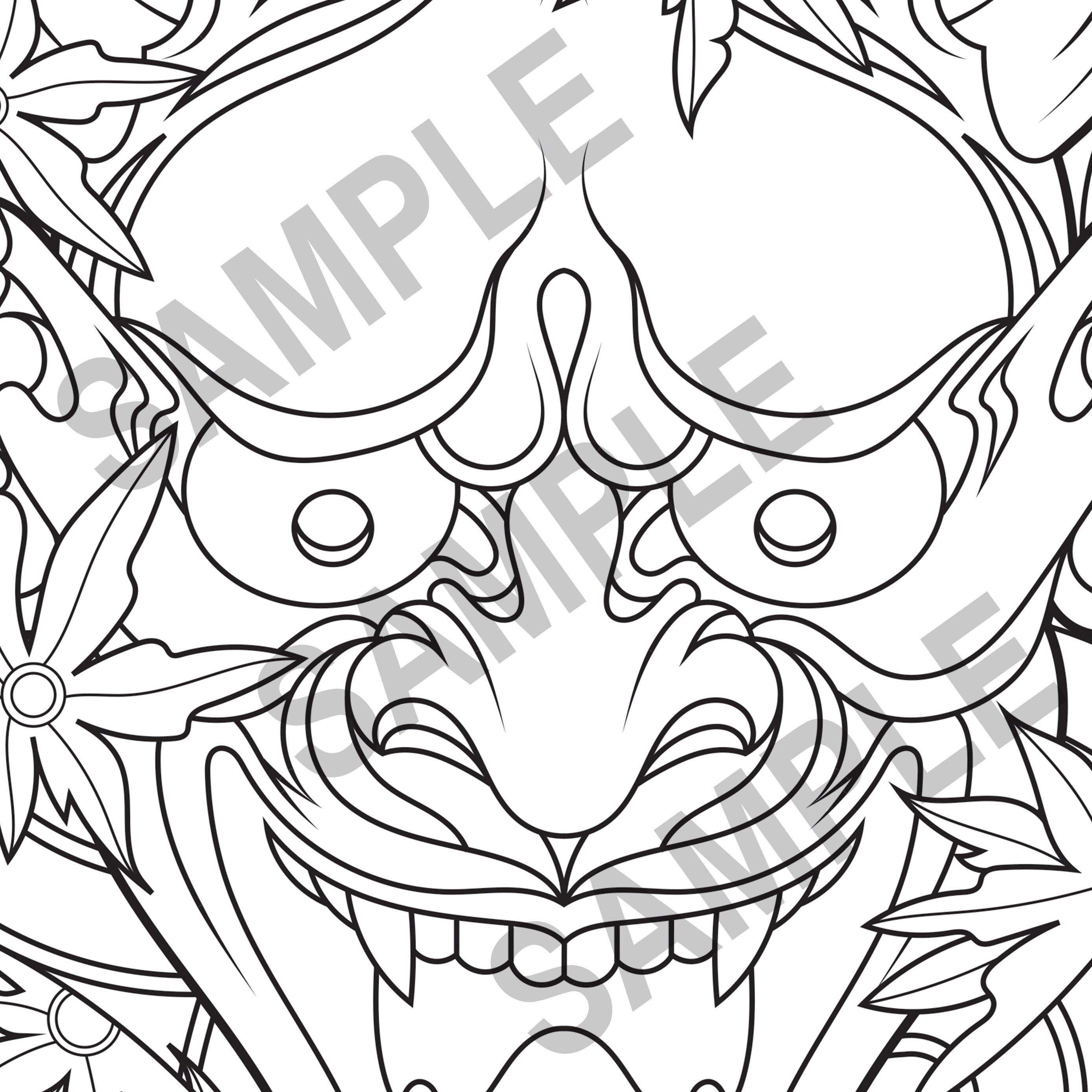 Japanese Hannya Mask Coloring Coloring Pages