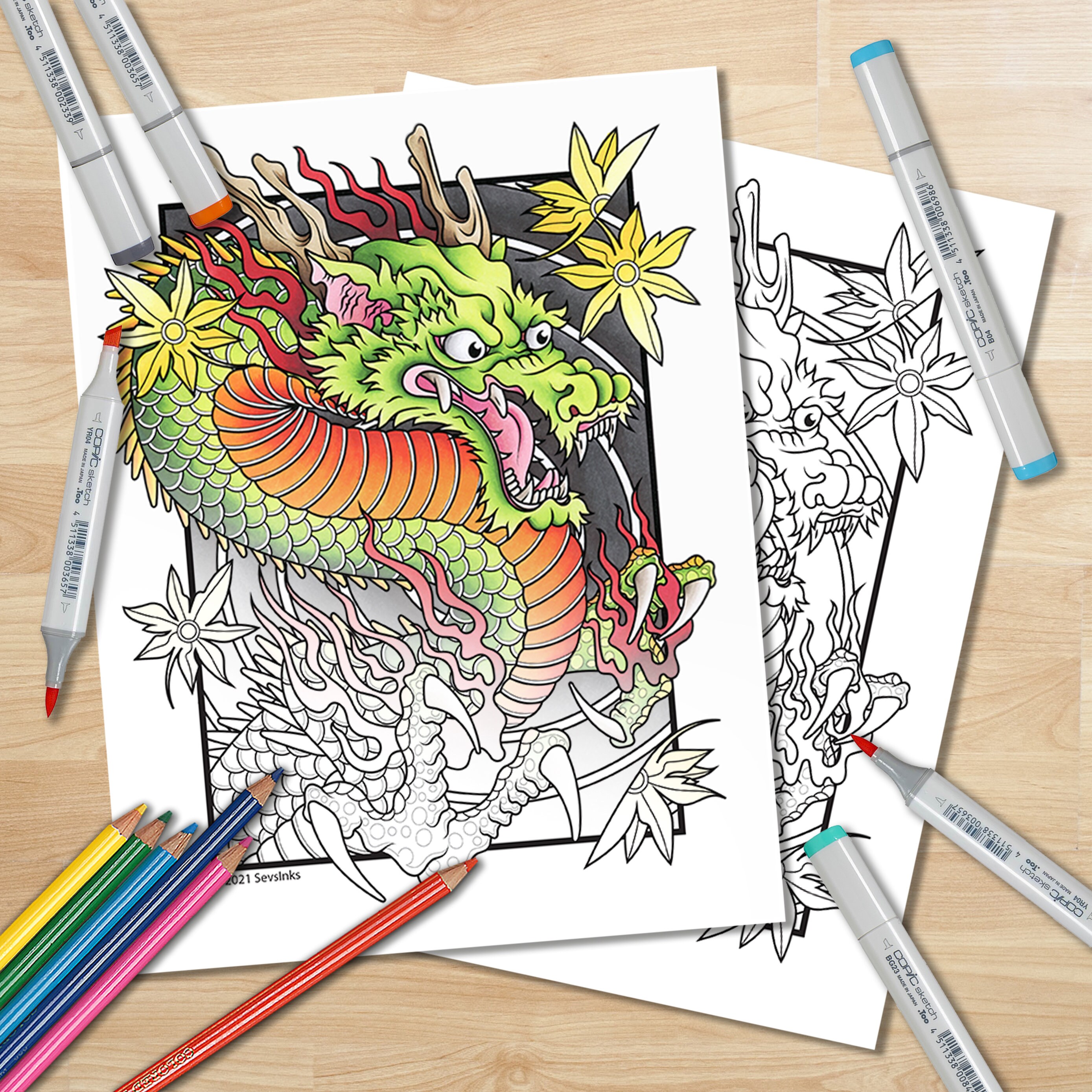Japanese Dragon Coloring Pages