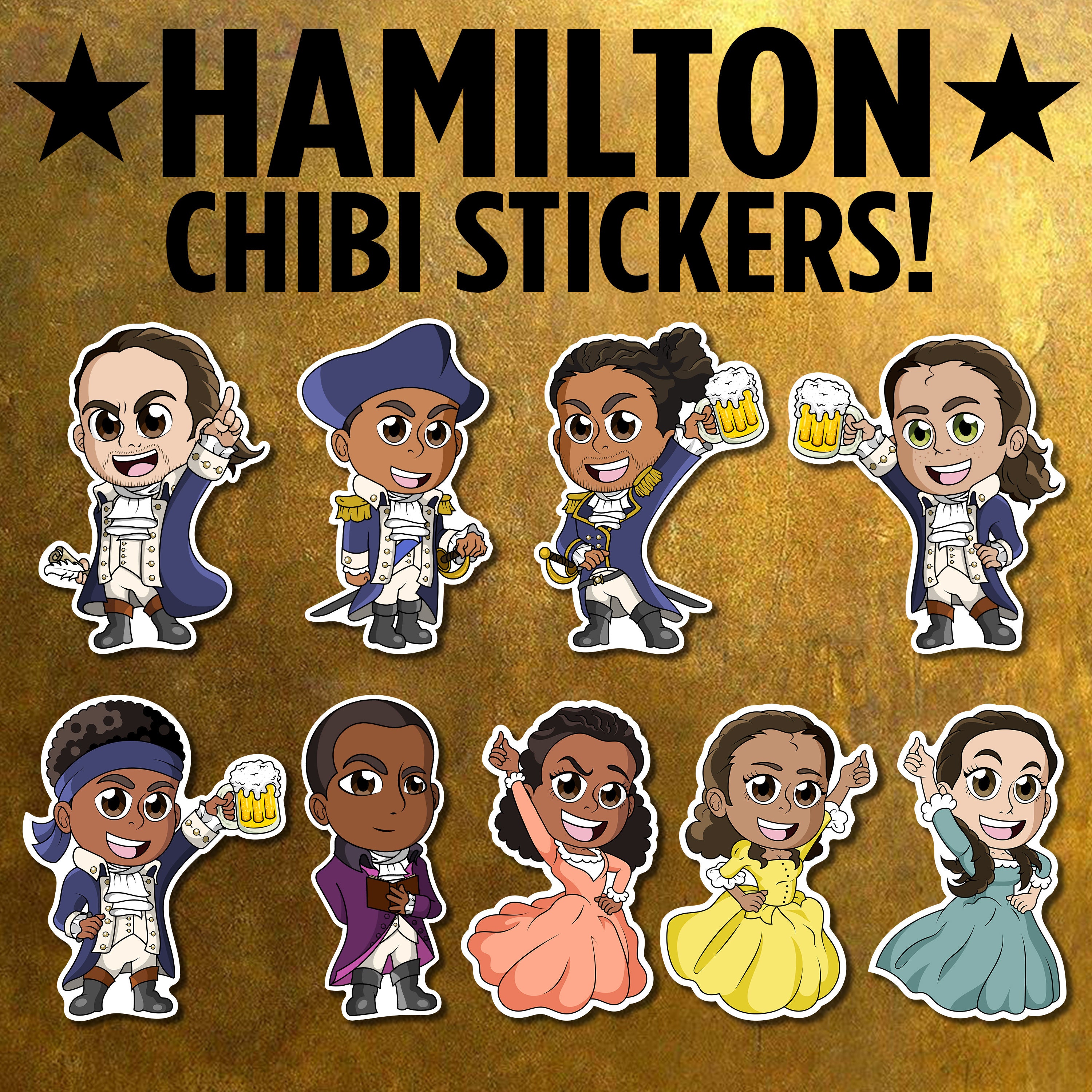 Chibi Inspired Hamilton Broadway Musical Stickers Hamilton ...