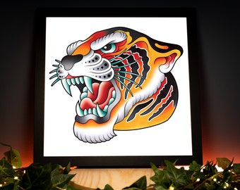 Tiger Traditional Tattoo Flash Print - Etsy