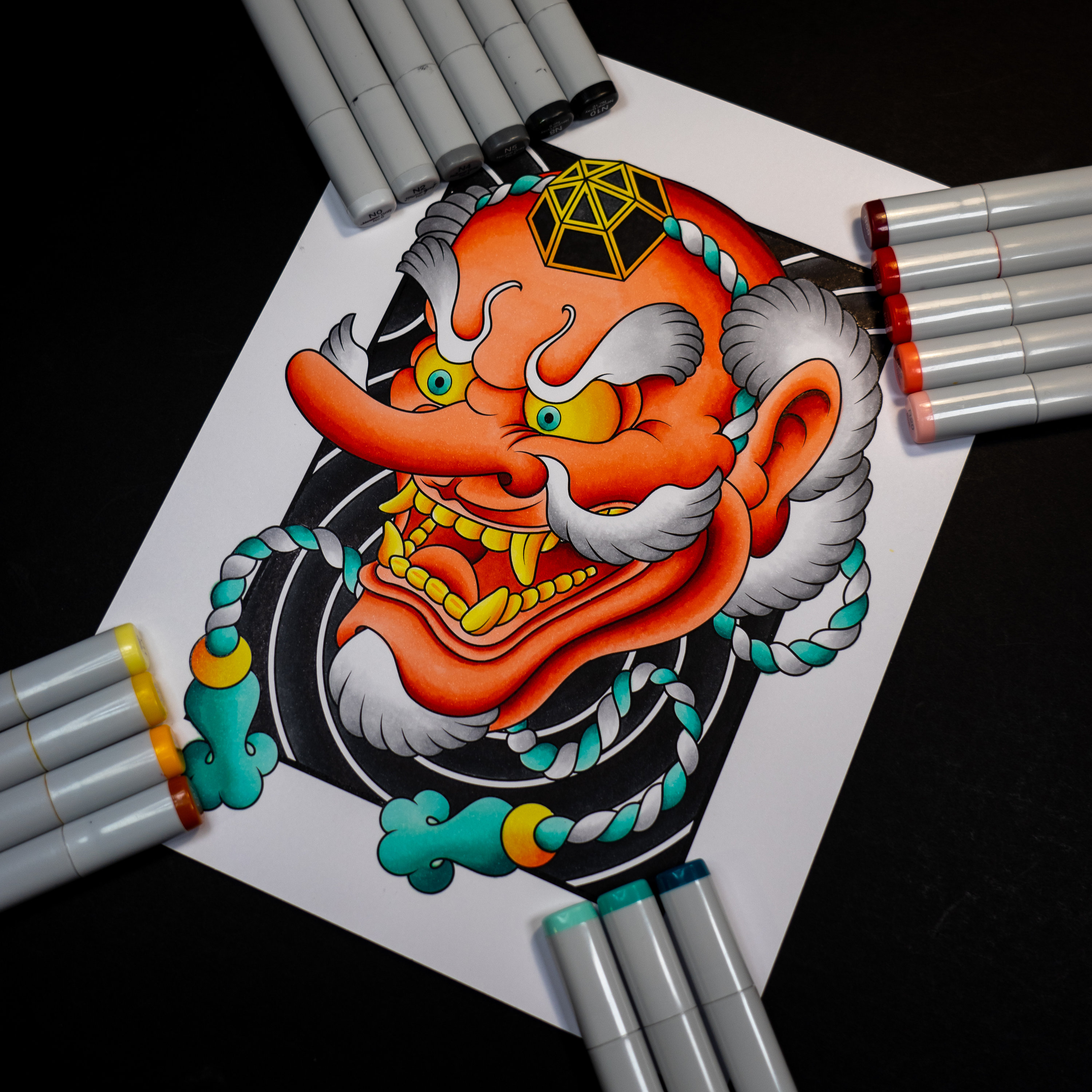 Japanese Tengu Mask Tattoo