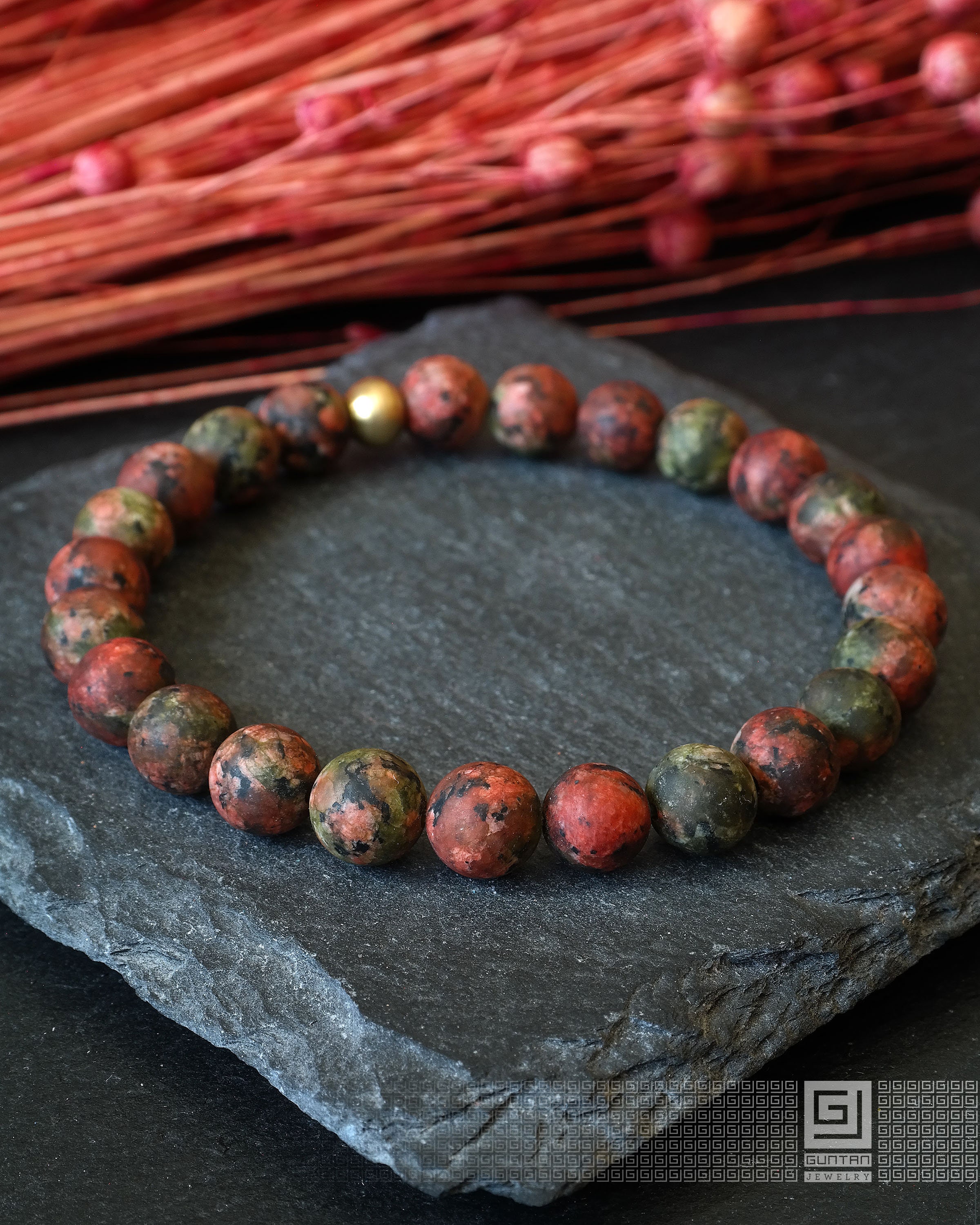 Unakite Bracelet Matte Unakite Bracelet Handcrafted by | Etsy