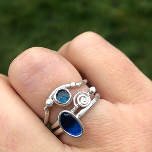 Blue Topaz Stack Ring. Silver Stack Ring, Enamel Ring, London Blue ...