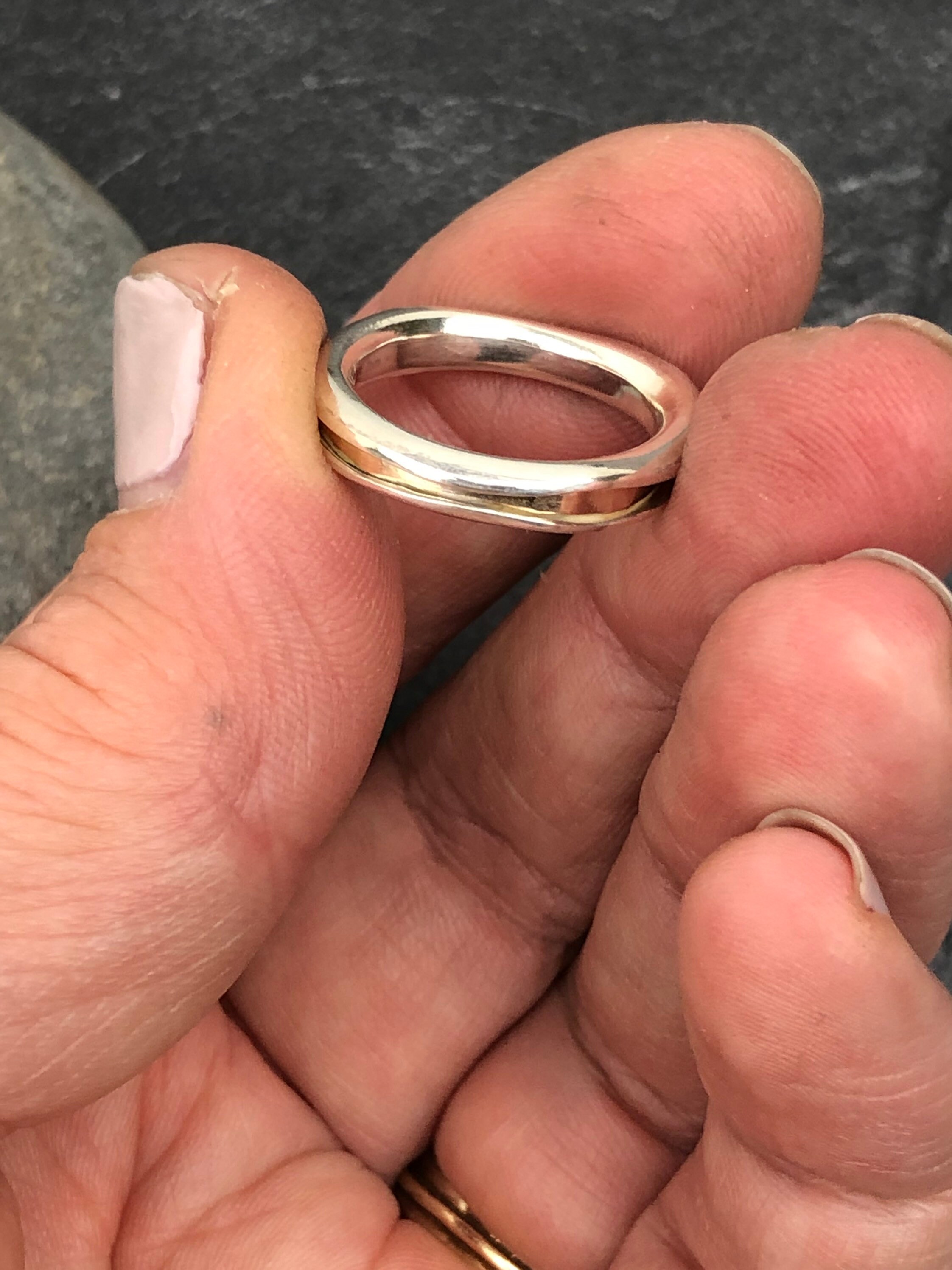 Silver and Gold Freeform Ring, Gold River Ring, Freeform Ring, Silver ...