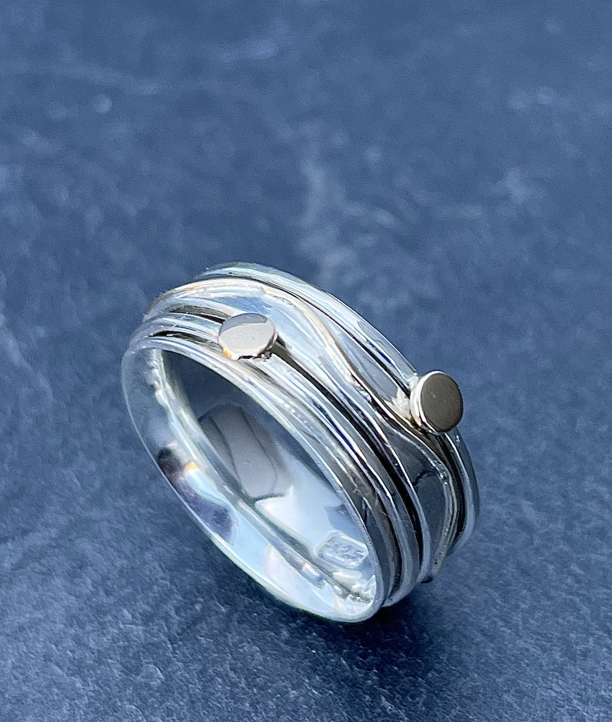 Silver Spinner Ring Silver and Gold Spinner Ring Gold Wave - Etsy