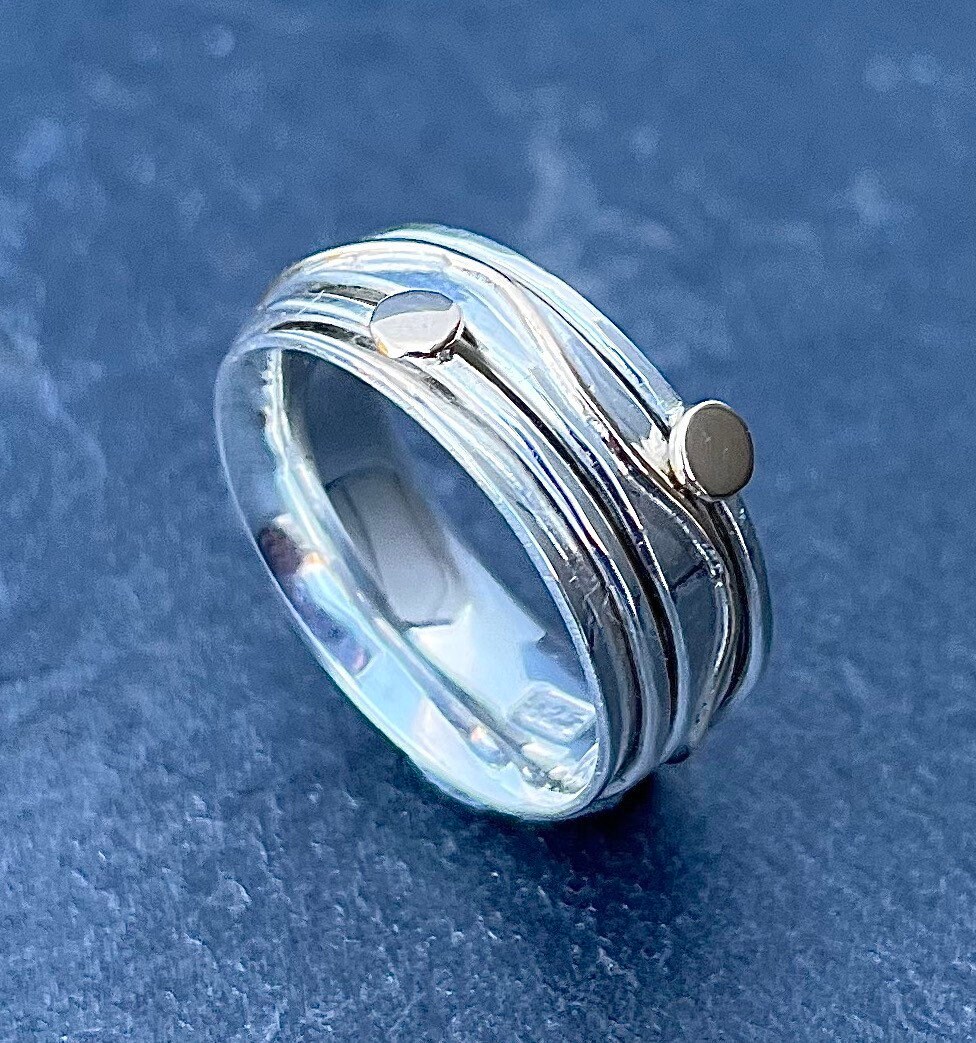 Silver Spinner Ring Silver and Gold Spinner Ring Gold Wave - Etsy