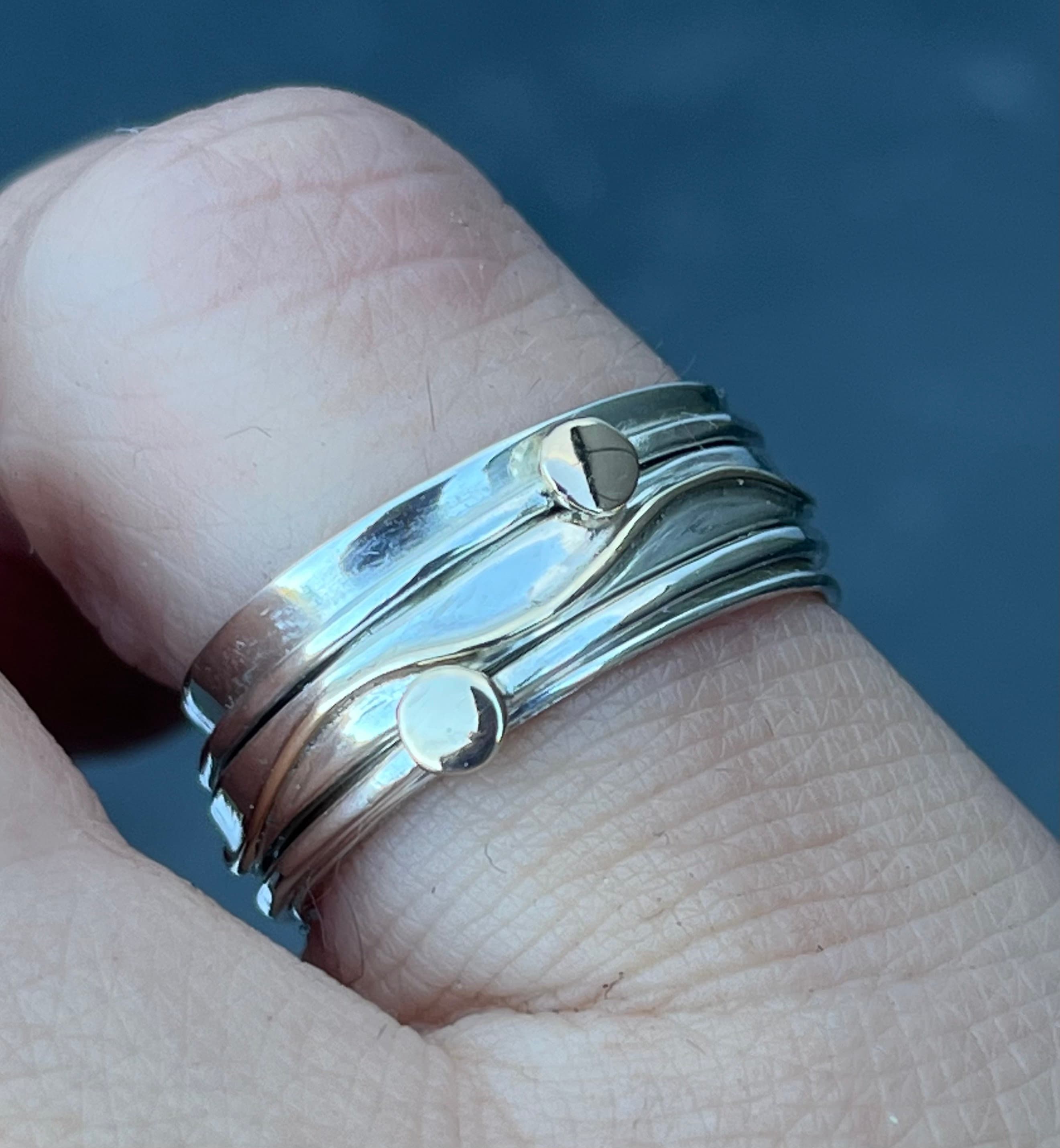 Silver Spinner Ring Silver and Gold Spinner Ring Gold Wave - Etsy