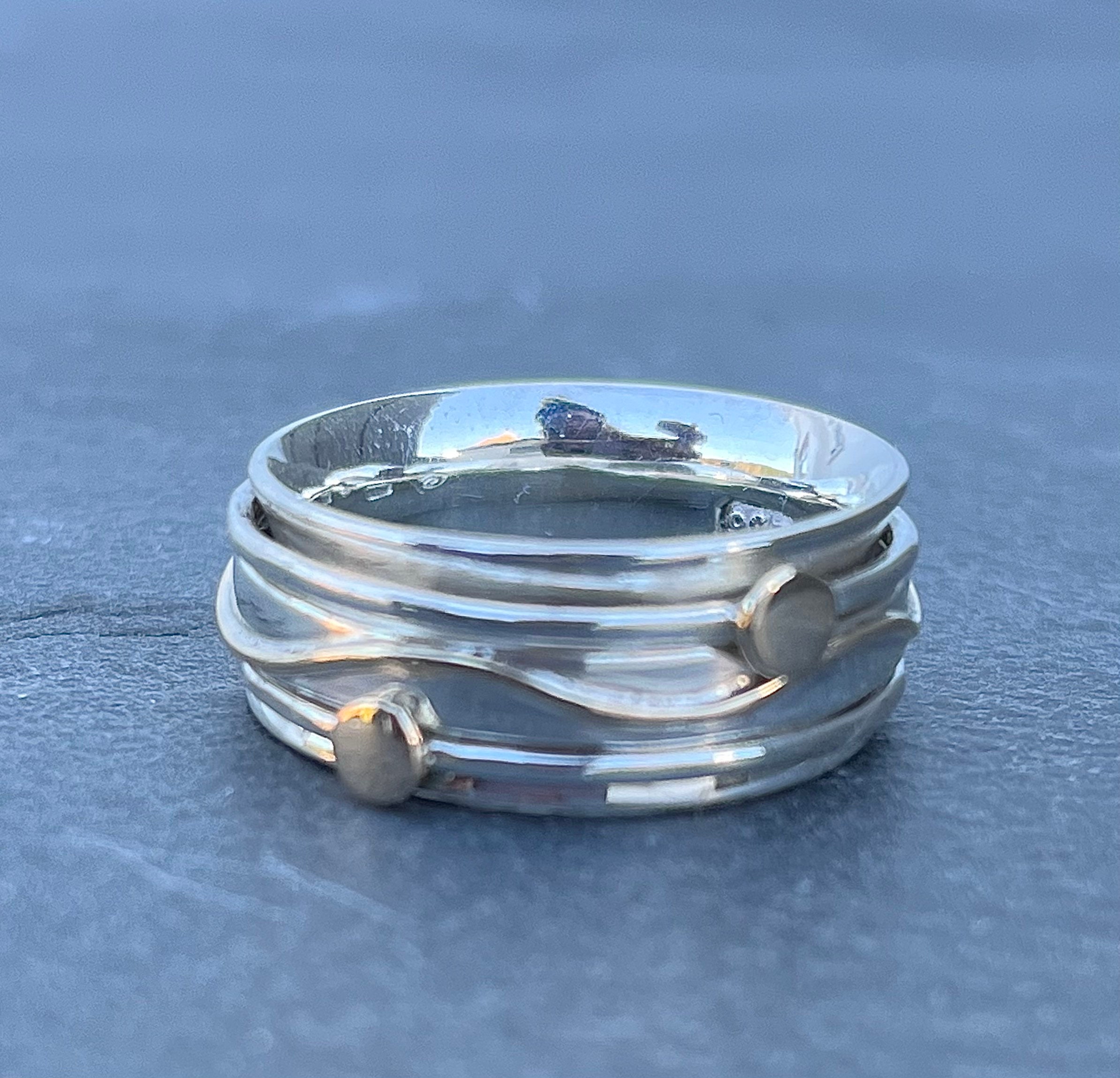 Silver Spinner Ring Silver and Gold Spinner Ring Gold Wave - Etsy