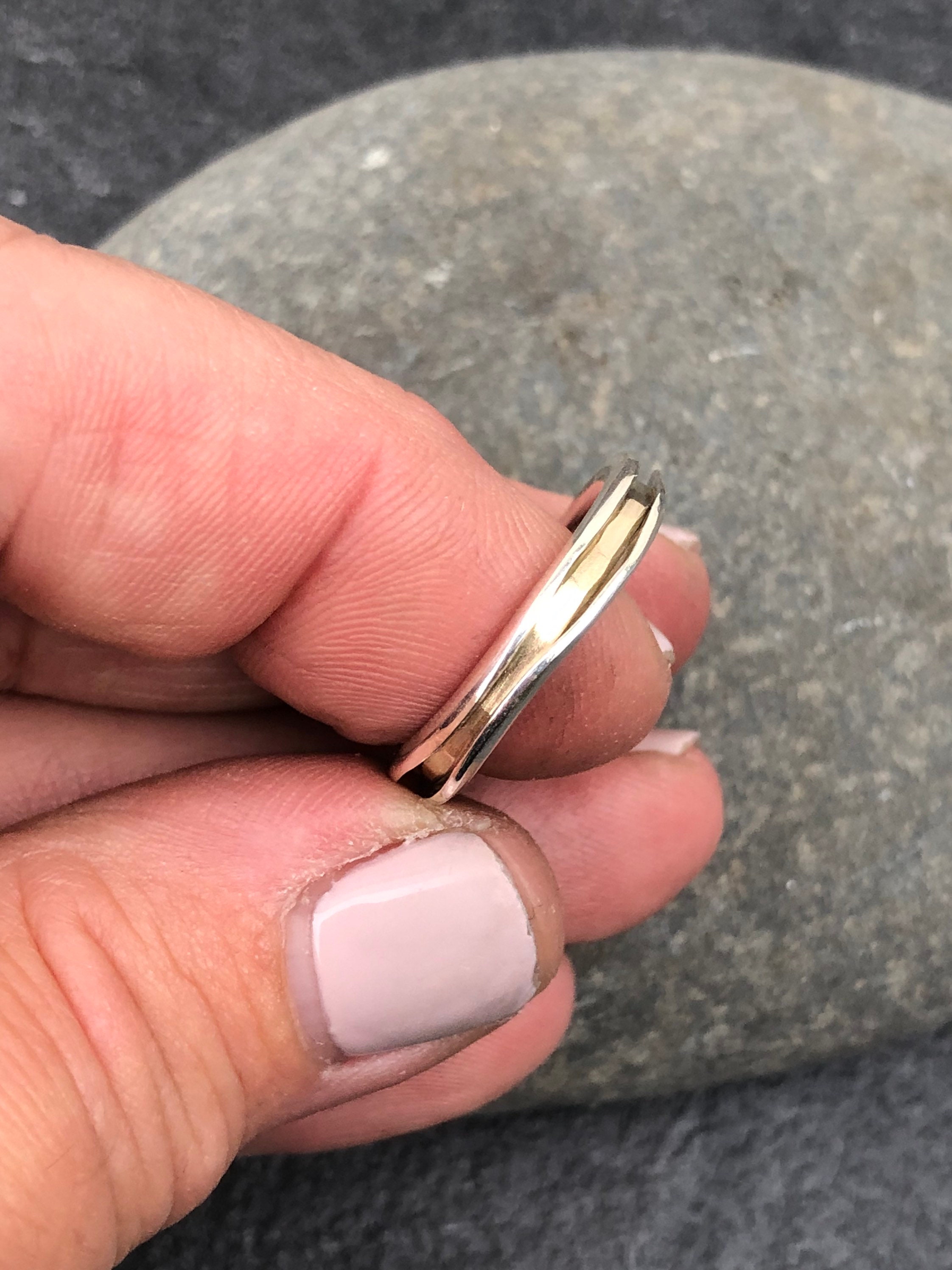 Silver and Gold Freeform Ring, Gold River Ring, Freeform Ring, Silver ...