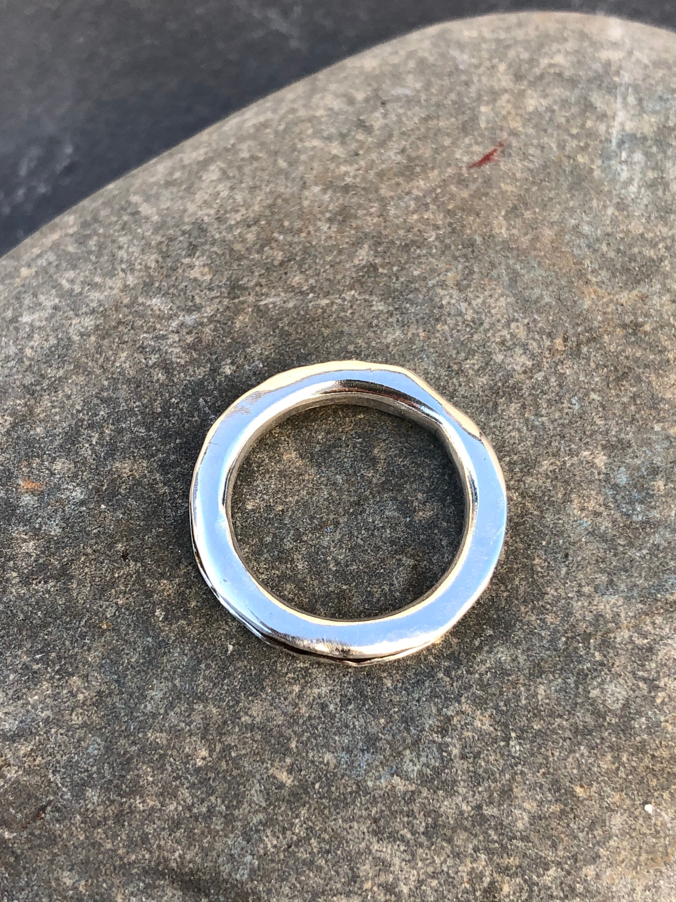 Silver and Gold Freeform Ring, Gold River Ring, Freeform Ring, Silver ...