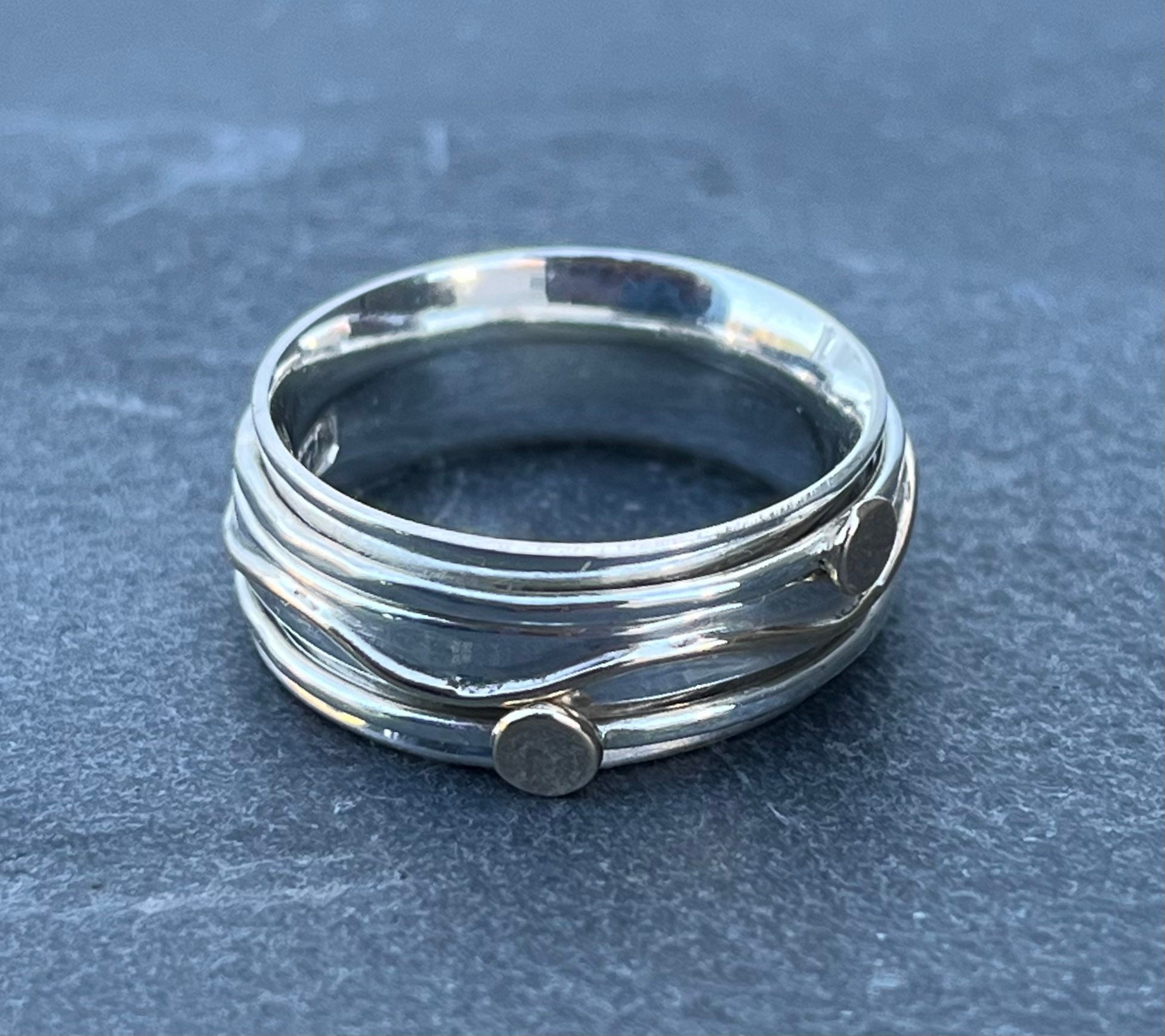 Silver Spinner Ring Silver and Gold Spinner Ring Gold Wave - Etsy