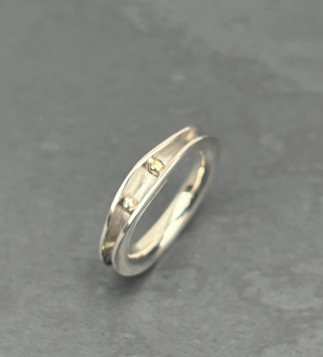 Silver and Gold Freeform Ring, Freeform Ring, Gold and Silver Ring ...