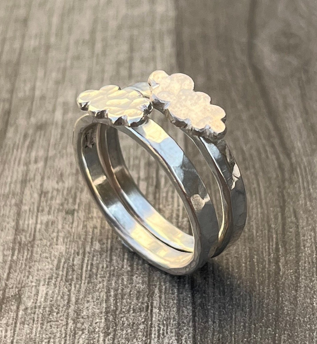 Clouds Stack Ring, Silver Stack Ring, Clouds Ring, Silver Cloud Rings, Silver Stack Ring, Clouds ...