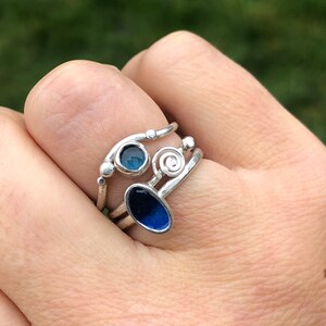 Blue Topaz Stack Ring. Silver Stack Ring, Enamel Ring, London Blue ...