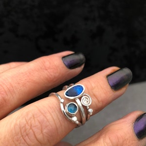 Blue Topaz Stack Ring. Silver Stack Ring, Enamel Ring, London Blue ...