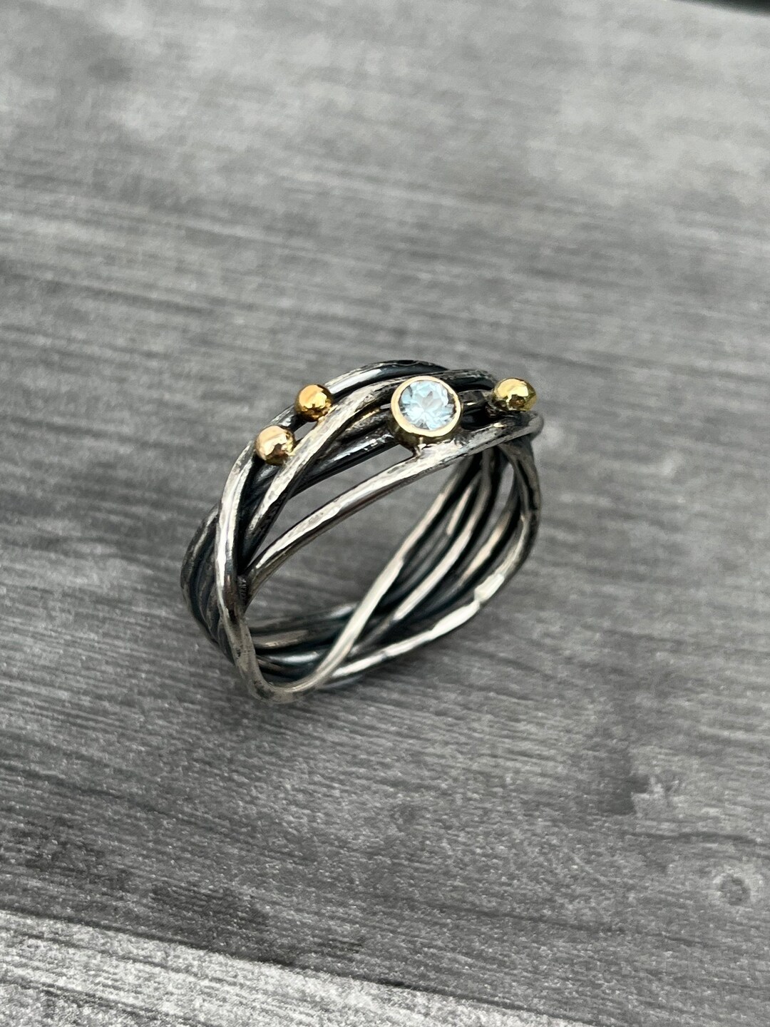 Sky Topaz Crown Ring Topaz Ring Oxidised Ring Medieval - Etsy
