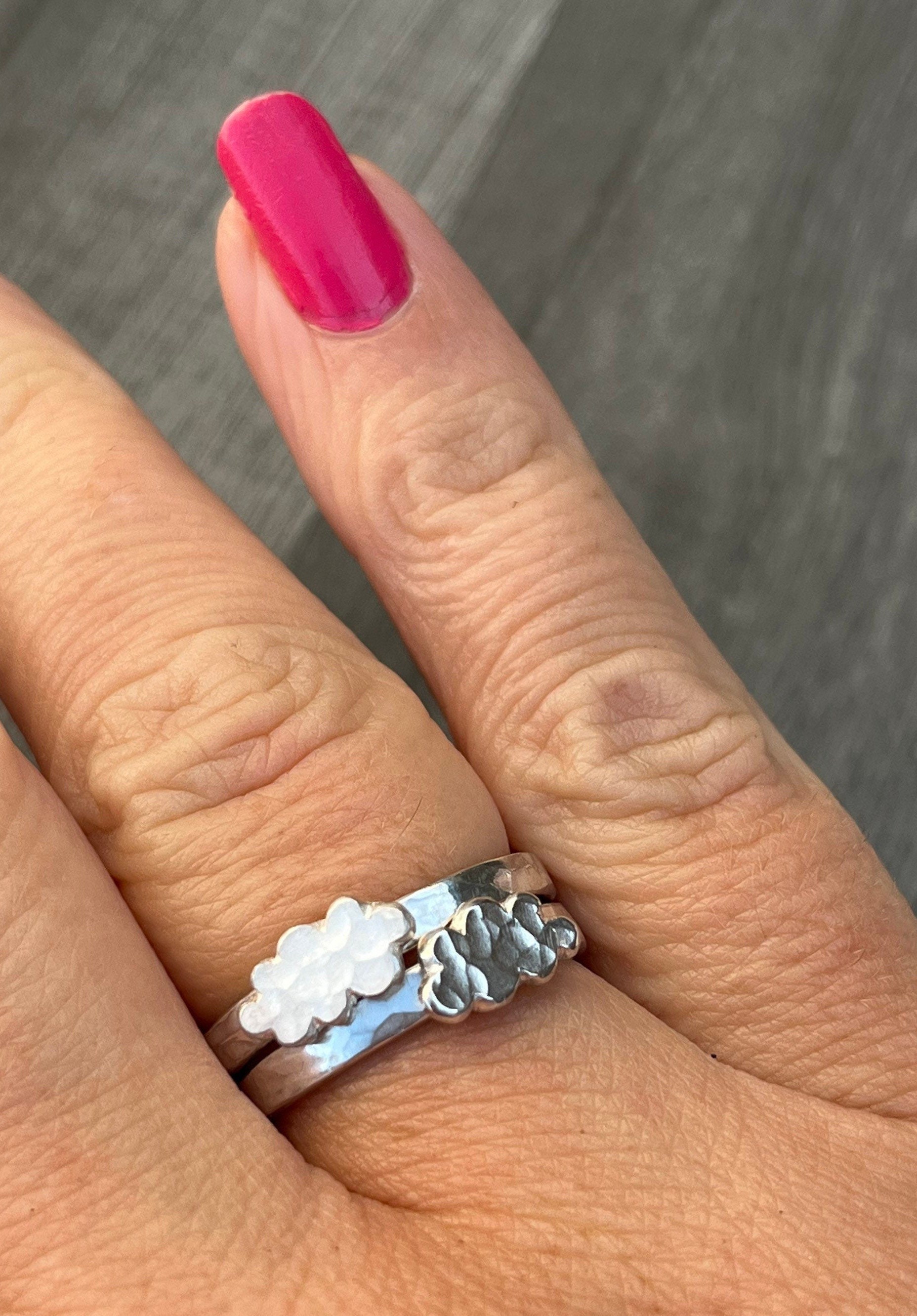 Clouds Stack Ring, Silver Stack Ring, Clouds Ring, Silver Cloud Rings ...