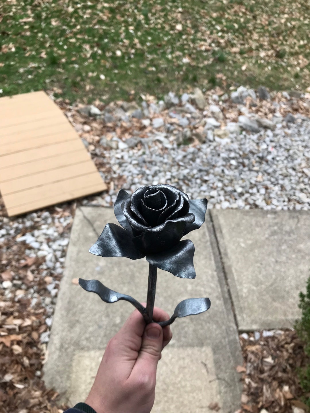 Hand Forged Iron Rose: Blacksmith Welded Metal Flower - Etsy
