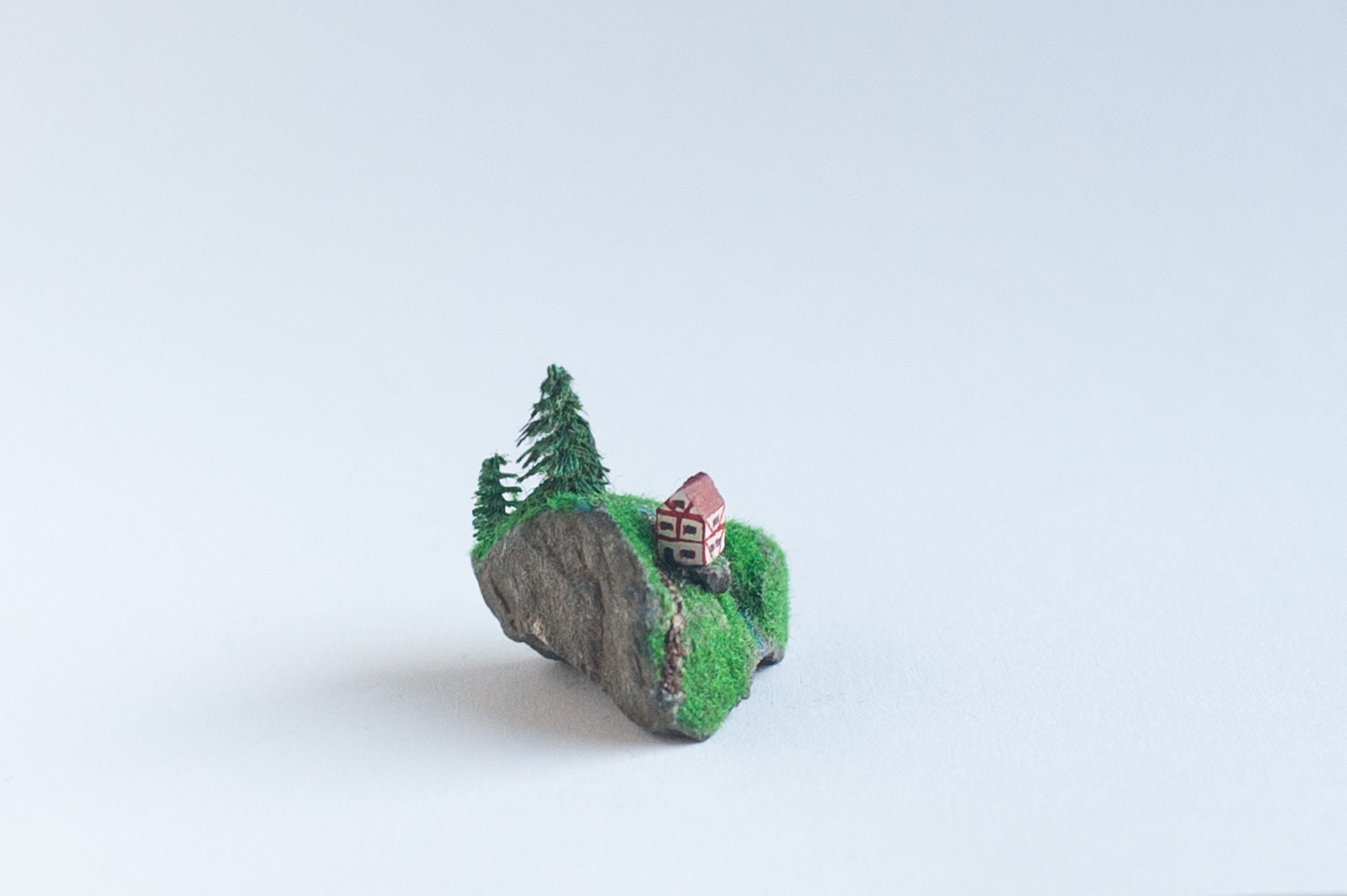 Miniature Deco Sculpture Micro House With Trees and Stream on - Etsy