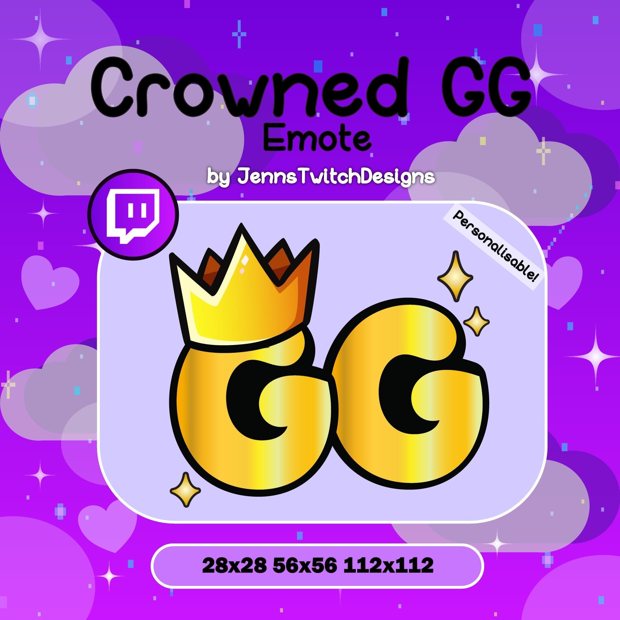 Twitch Emote GG Choose Your Own Text Colours | Etsy
