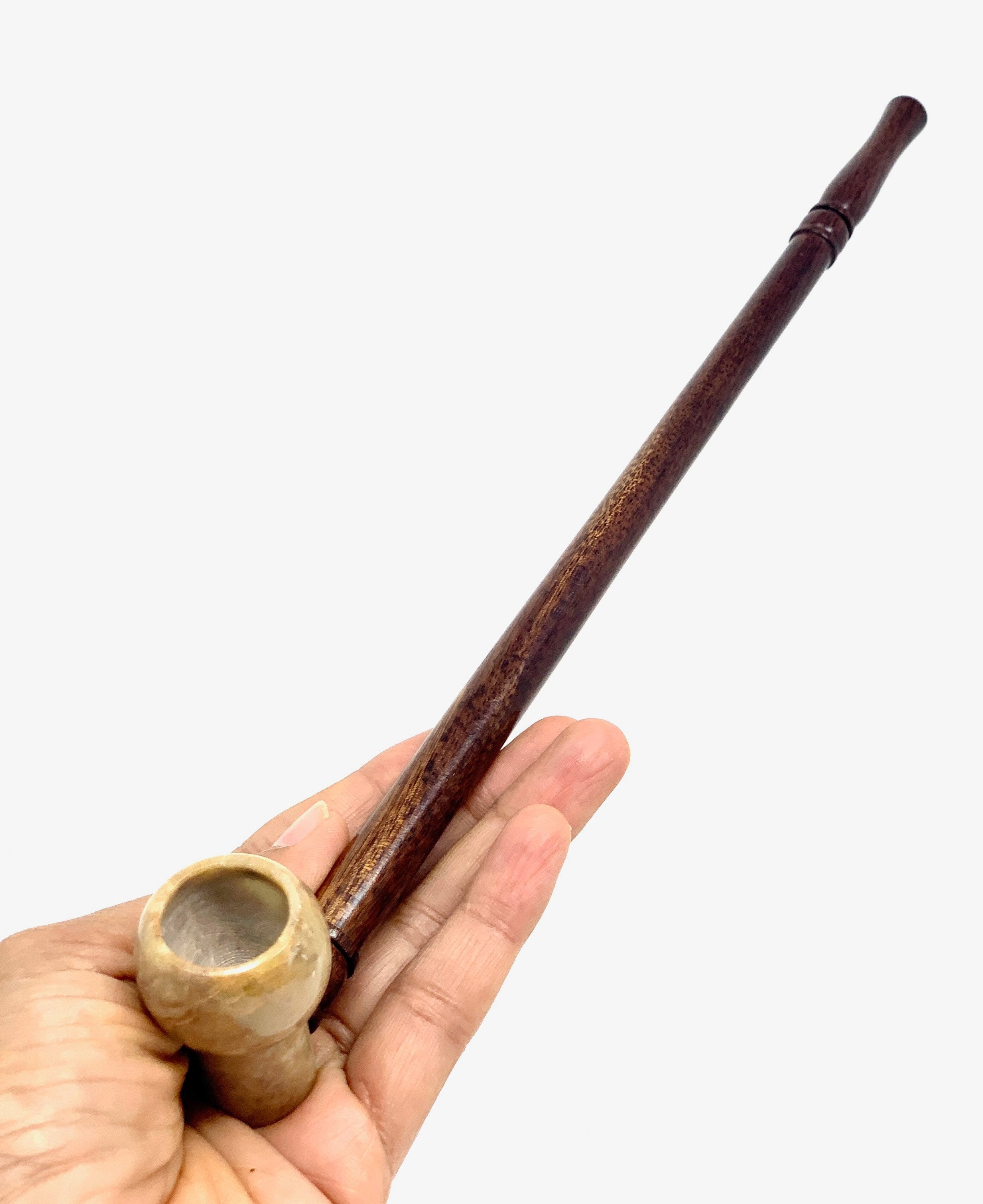 Handmade Pearwood Churchwarden Pipe Gandalf Style Stone Bowl Etsy