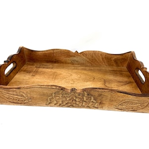 Rustic Rectangle Farmhouse Tray Decorative Tray Hand Carved Soild Wood ...