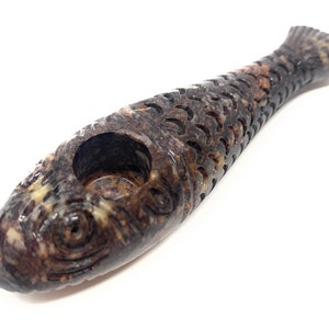 4 Inch Long Hand Carved Fish Shaped Stone Tobacco Pipe Stone Bowl ...