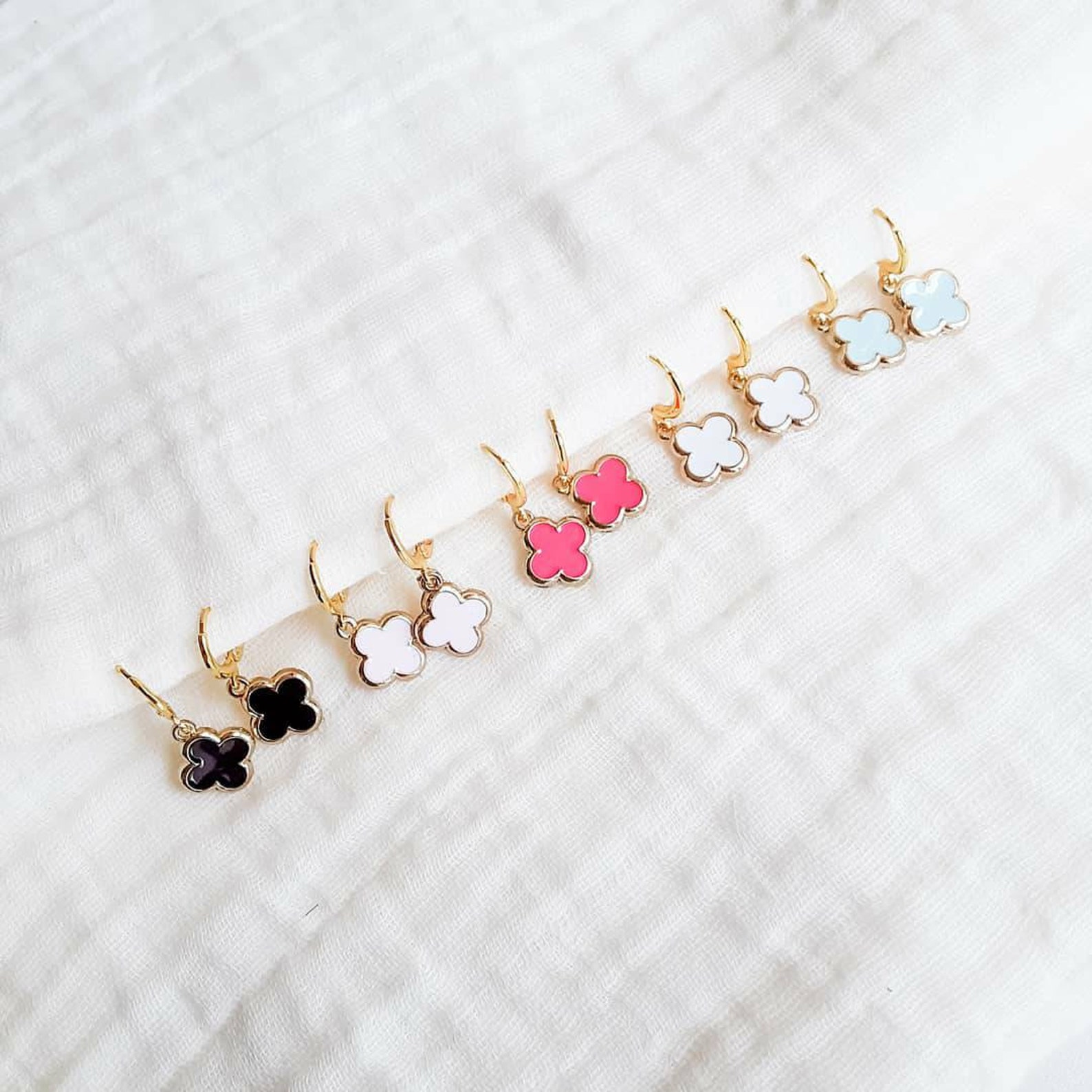 Preppy Clover Huggies Preppy Earrings Preppy Jewelry Clover | Etsy