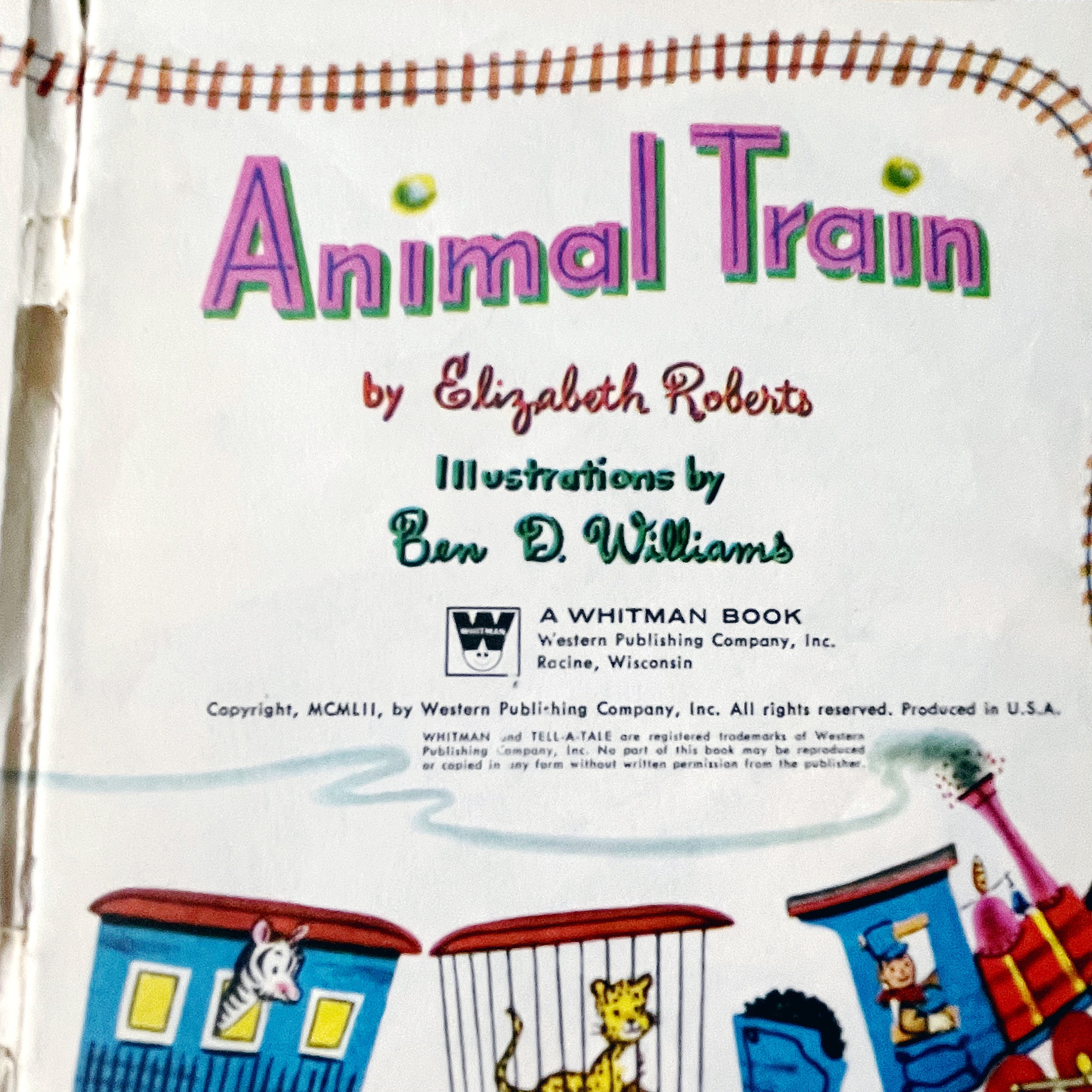 Vintage Animal Train tell-a-tale Books 1952 2556 Whitman Publishing Co ...