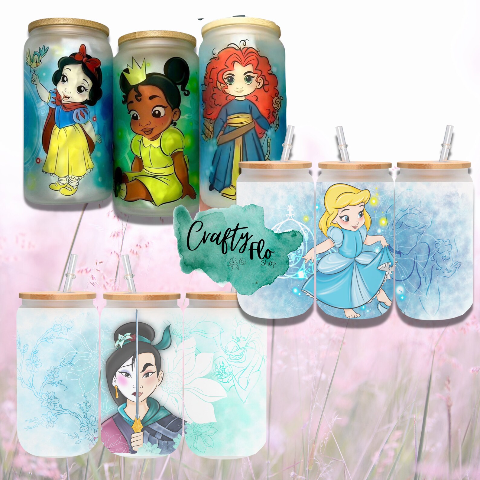 Cute Princess Fan Art 16oz Glass Can With Straw - Etsy