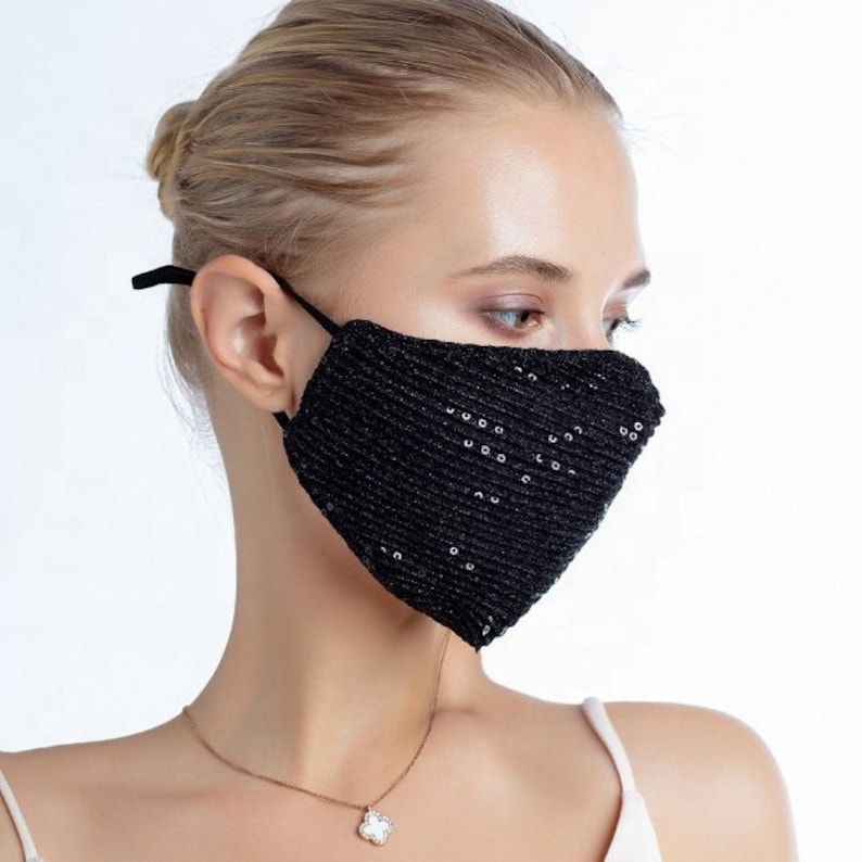 SEQUIN FACE MASK Fashion Face Mask Masks For Women | Etsy