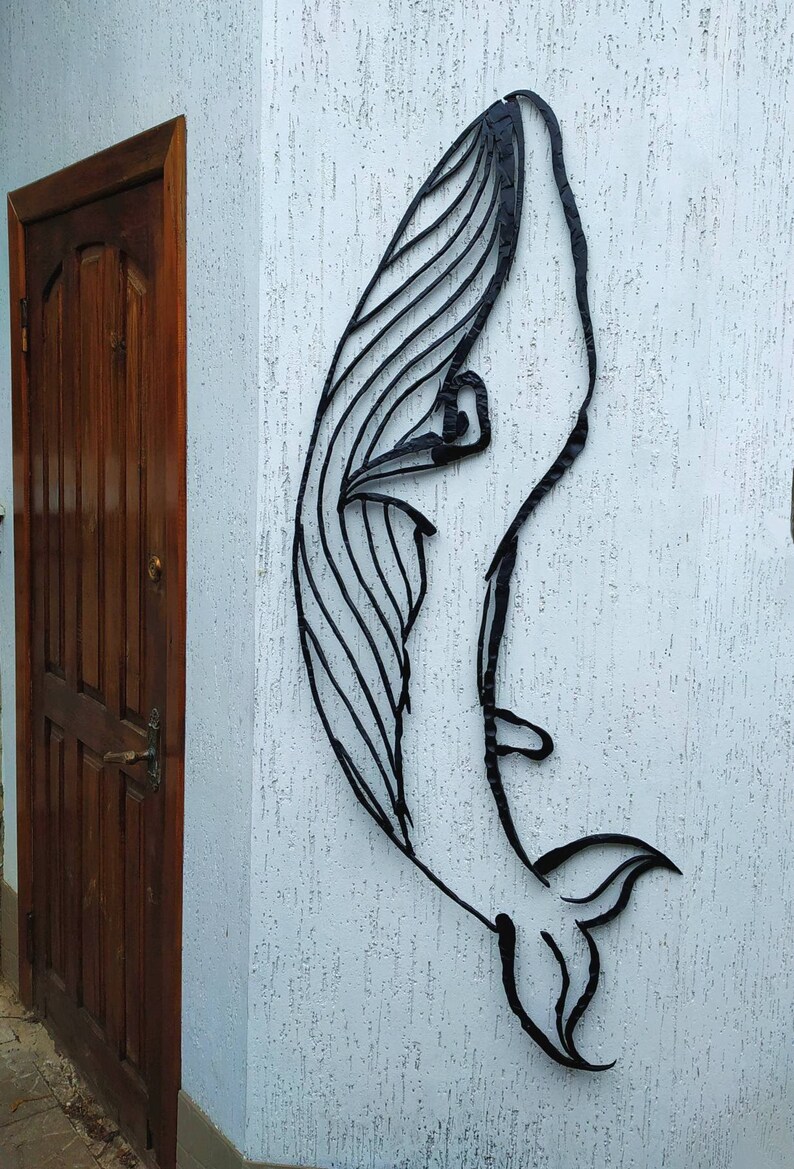 Forged Whale Metal Whale Wall Art Black Whale Etsy