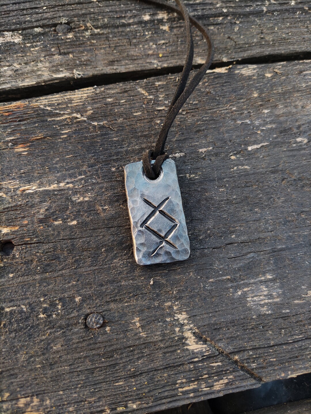 Forged Rune Amulet Inguz Ingwaz Enguz Rune Pendant Necklace - Etsy