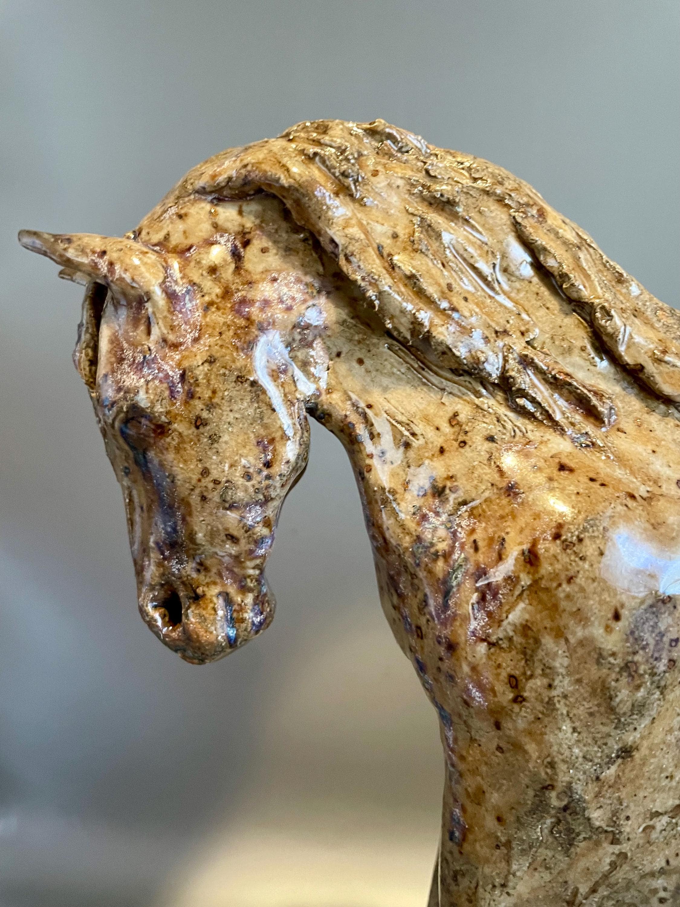 Elegant Golden Ceramic Horse Sculpture - Etsy