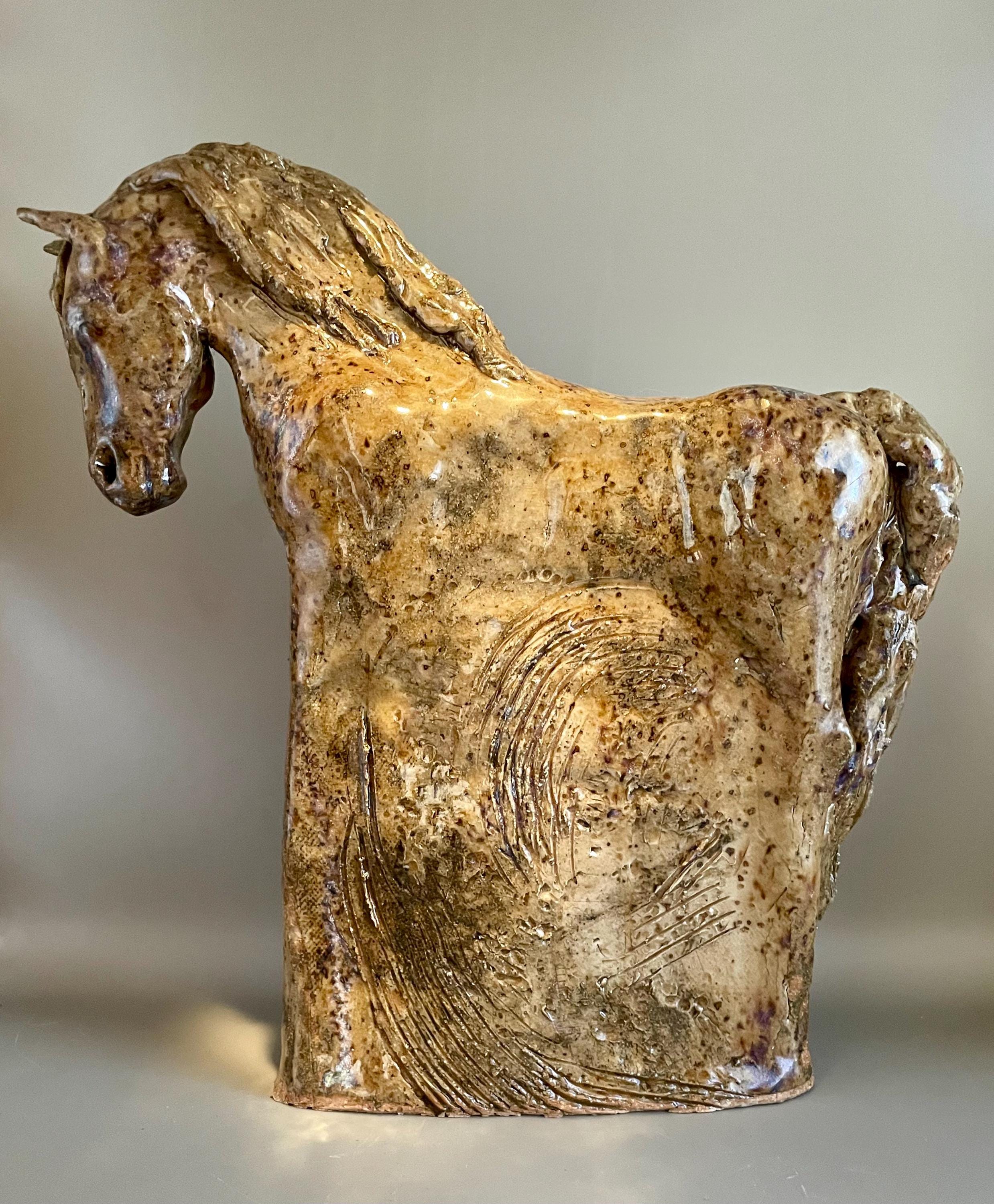 Elegant Golden Ceramic Horse Sculpture - Etsy