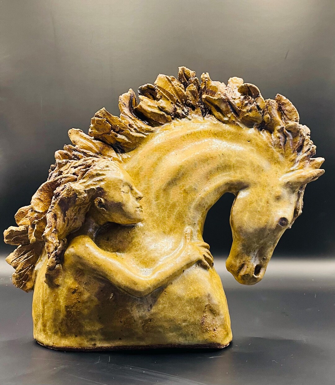 Golden Girl: Woman, Horse Ceramic Sculpture One Spirit - Etsy