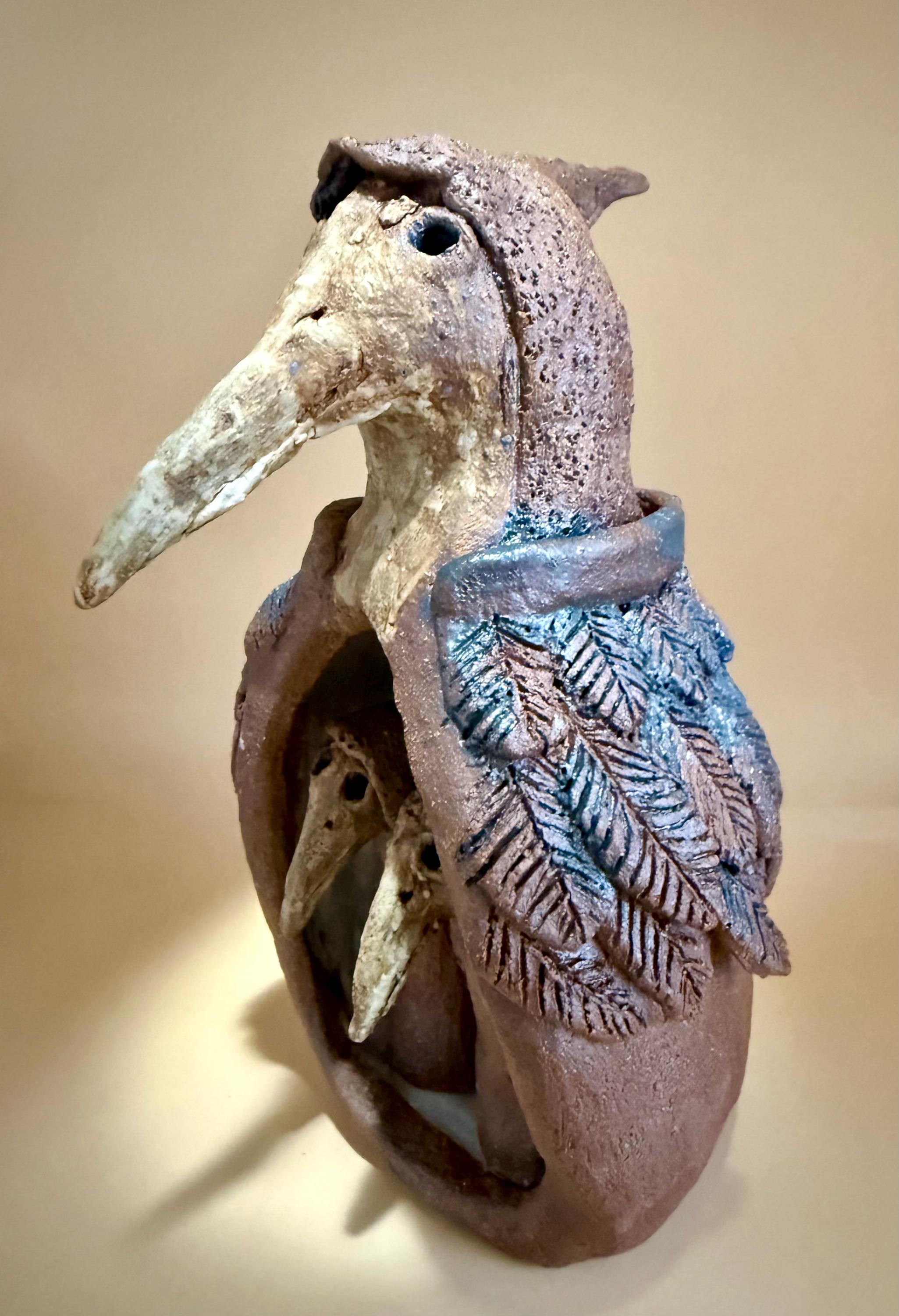 Steampunk-like Plague Doctor Bird With Two Children Ceramic Sculpture ...