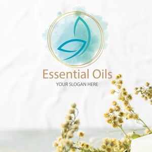 Spa and Oils Logo Design, Essential Oils Logo, Yoga Floral Watercolor ...