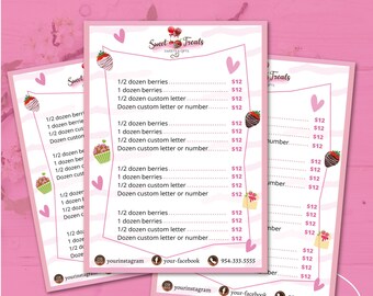 Sweet Treats Price List Template - Etsy
