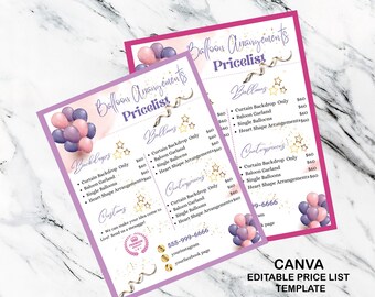 Event Planner Editable Price Sheet - Etsy