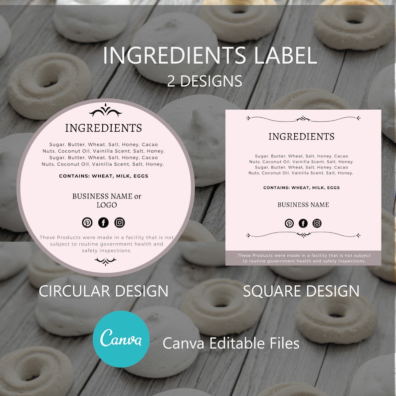 Cookie Ingredients Label - Digital File - Editable Cottage Food Label ...