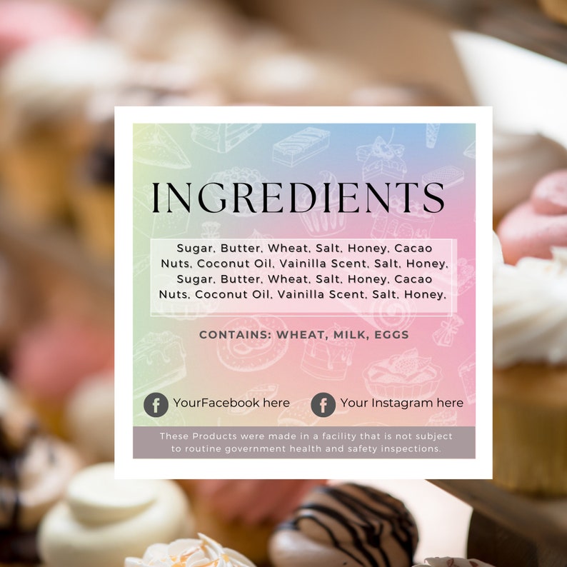 Ingredients Label Sticker You Get Two Files Circular and - Etsy