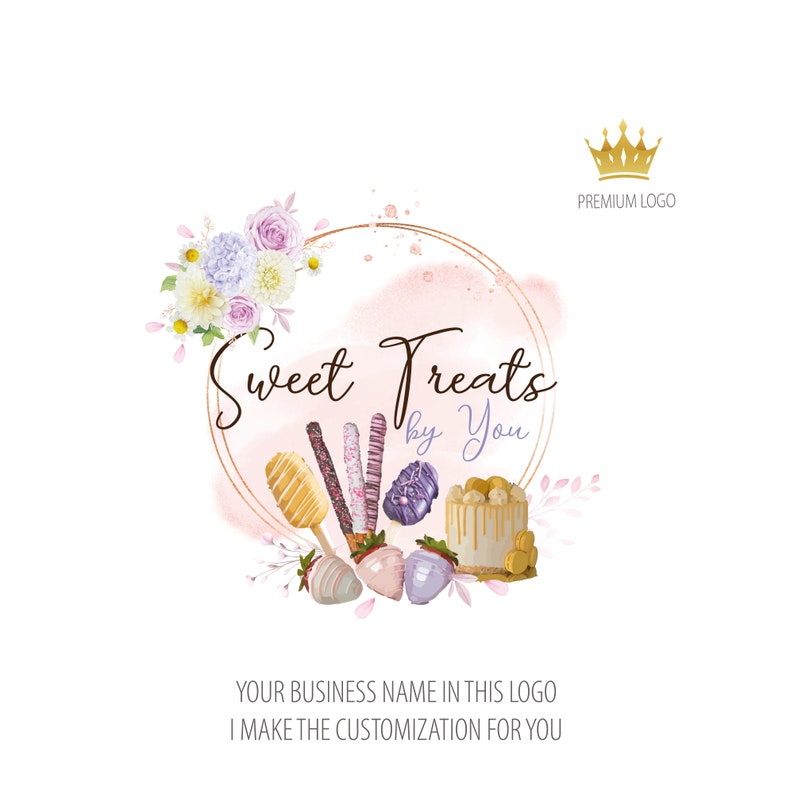 Sweet Treats Logo Design Yellow Cake Dripping Logo Purple - Etsy
