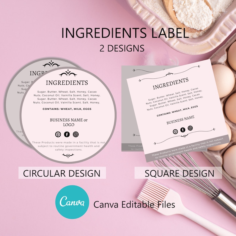 Cookie Ingredients Label - Digital File - Editable Cottage Food Label ...