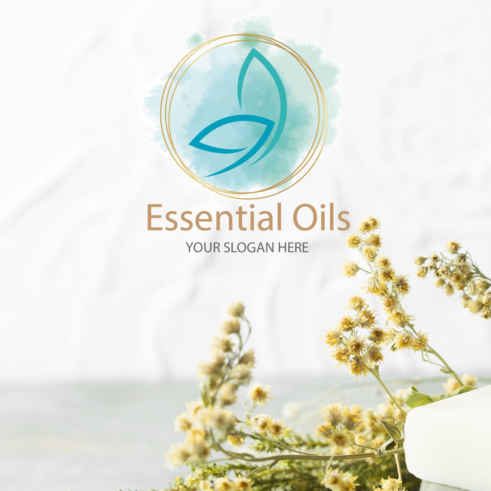 Spa and Oils Logo Design, Essential Oils Logo, Yoga Floral Watercolor ...