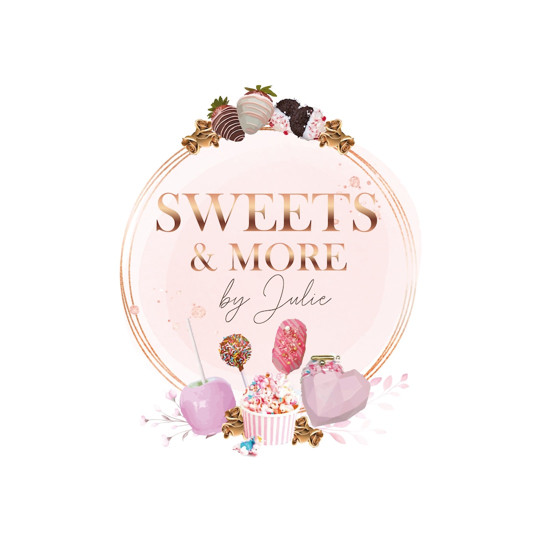 Sweet Treats Logo, Bakery Logo Design, Gourmet Popcorn Logo, Heart ...